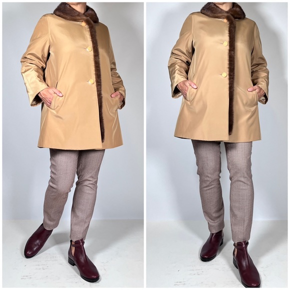 Verona | Jackets & Coats | Verona Womans Coat Genuine Mink Trimmed Double Layer Parka Jacket ...